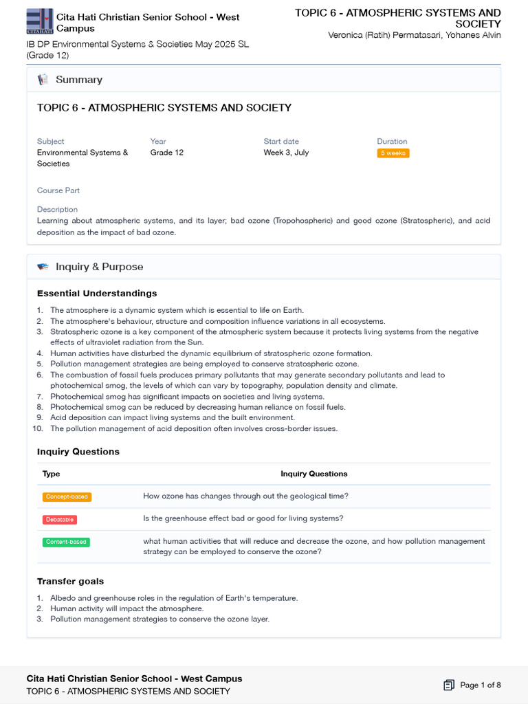 Topic 6 - Atmospheric Systems and Society | PDF