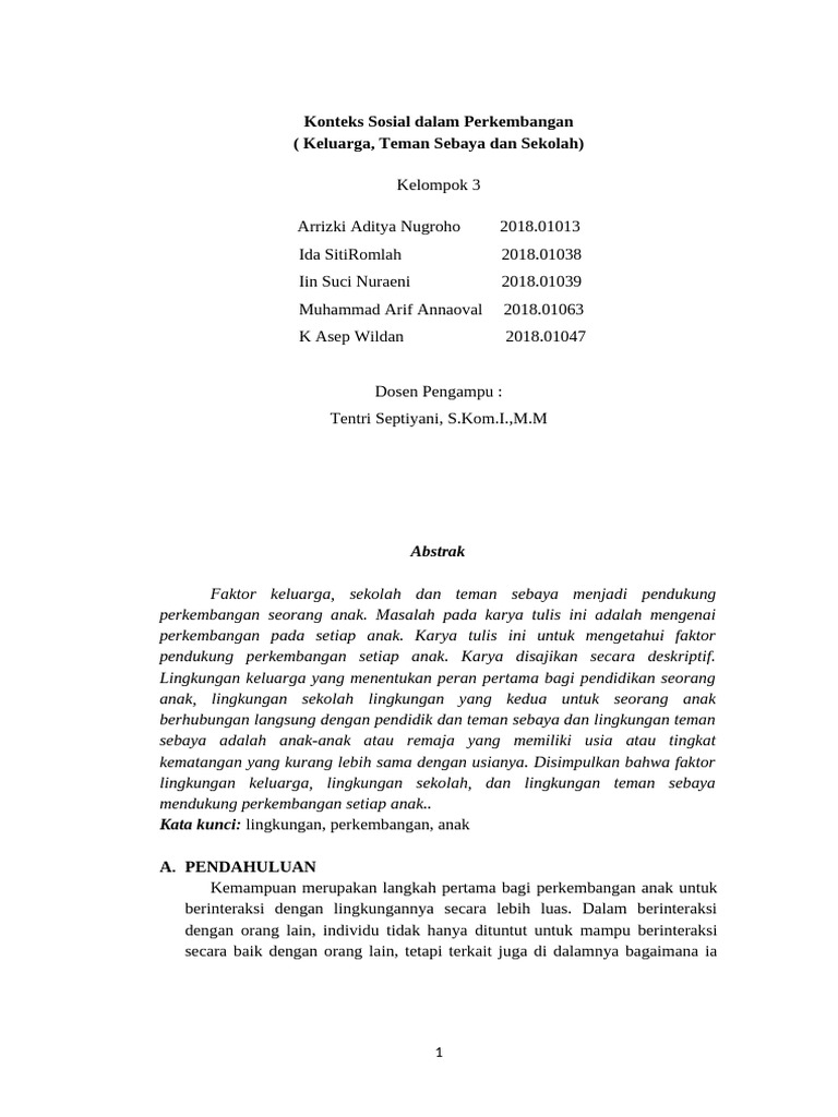 Kelompok 3 Konteks Sosial Dalam Perkembangan | PDF | Kesehatan Holistik | Sains & Matematika