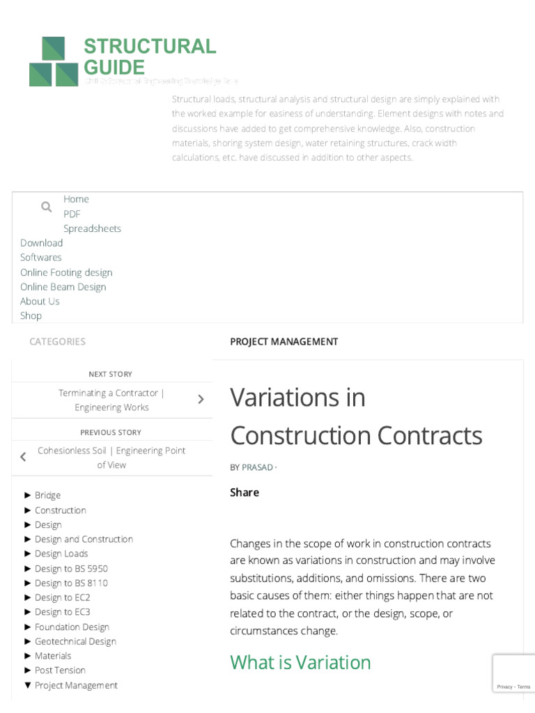 Variations in Construction Contracts -by Structural Guide | PDF