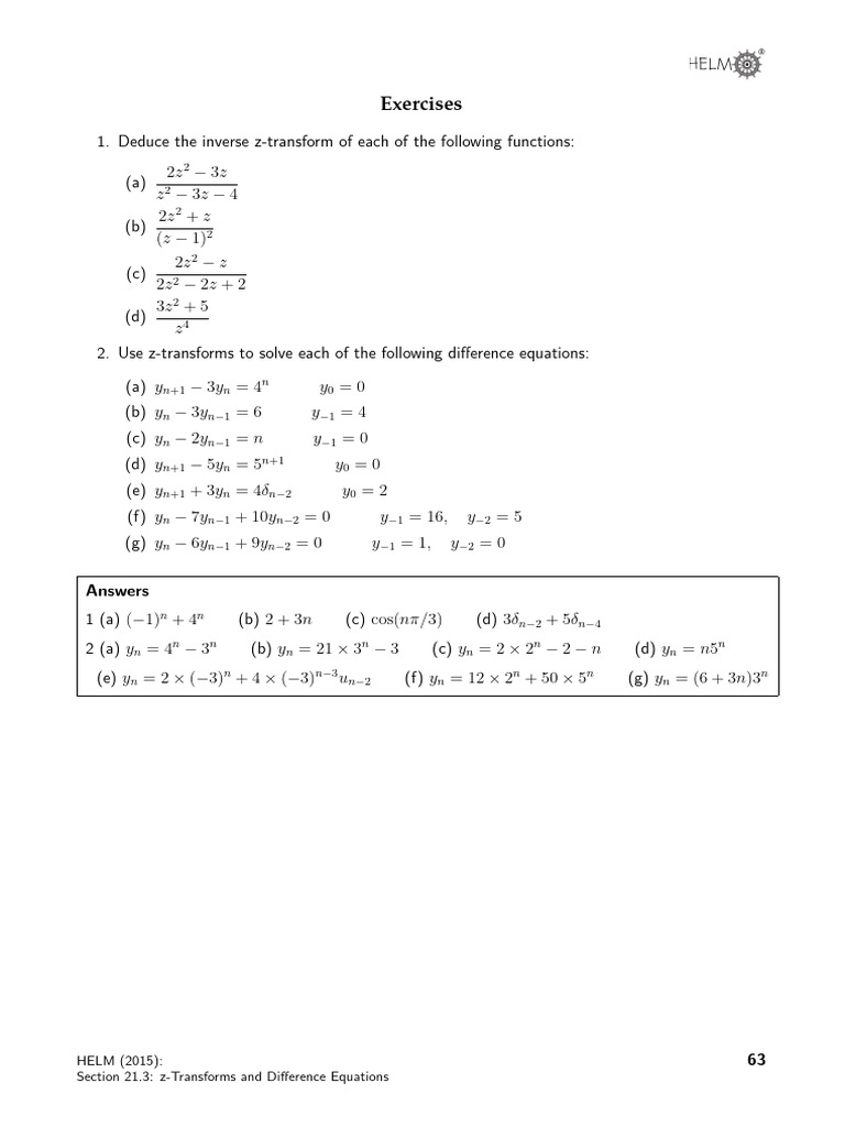 Z Transform Application 1 Pdf