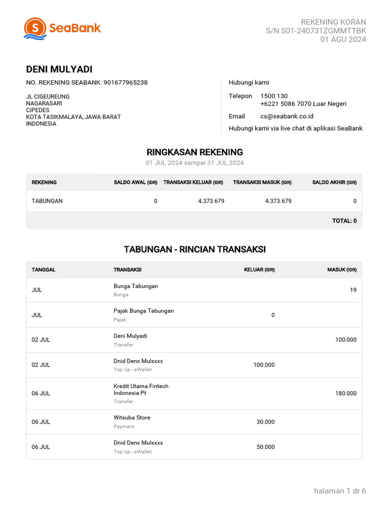 Seabank Statement 20240812 | PDF