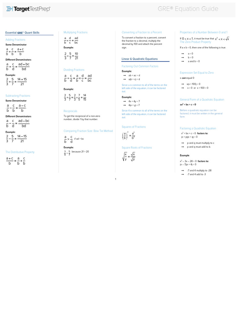 GRE Quant - Formula Sheet - Target Test Prep | PDF