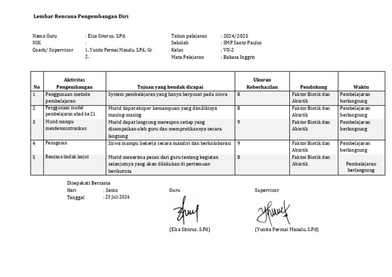 4 - Lembar Rencana Pengembangan Diri | PDF