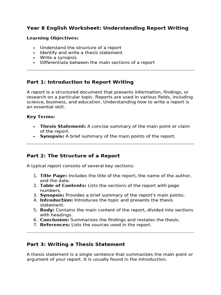Year 8 English Worksheet | PDF
