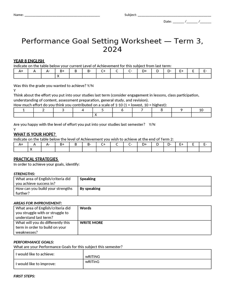 7 English Goal Setting-3 | PDF