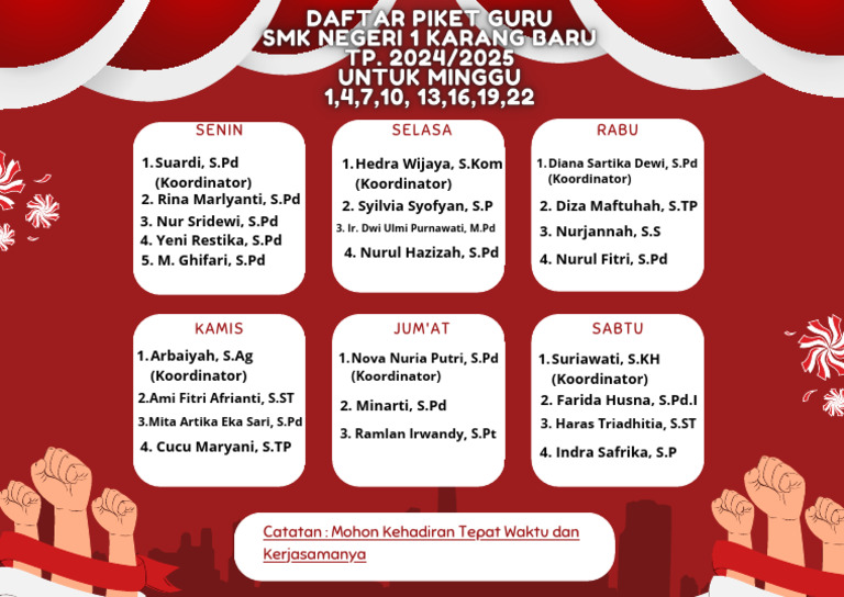 Daftar Piket Guru Minggu 1 TP 2024-2025 | PDF