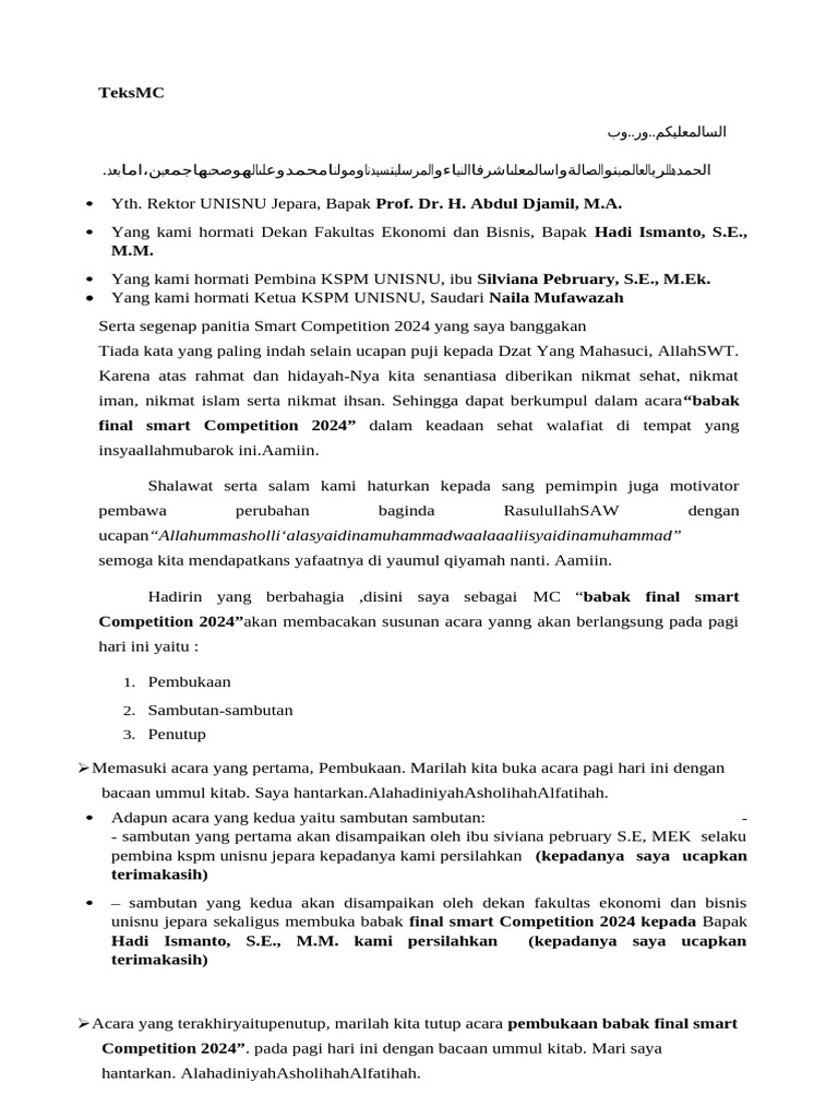 Teks MC TM Olimpiade | PDF
