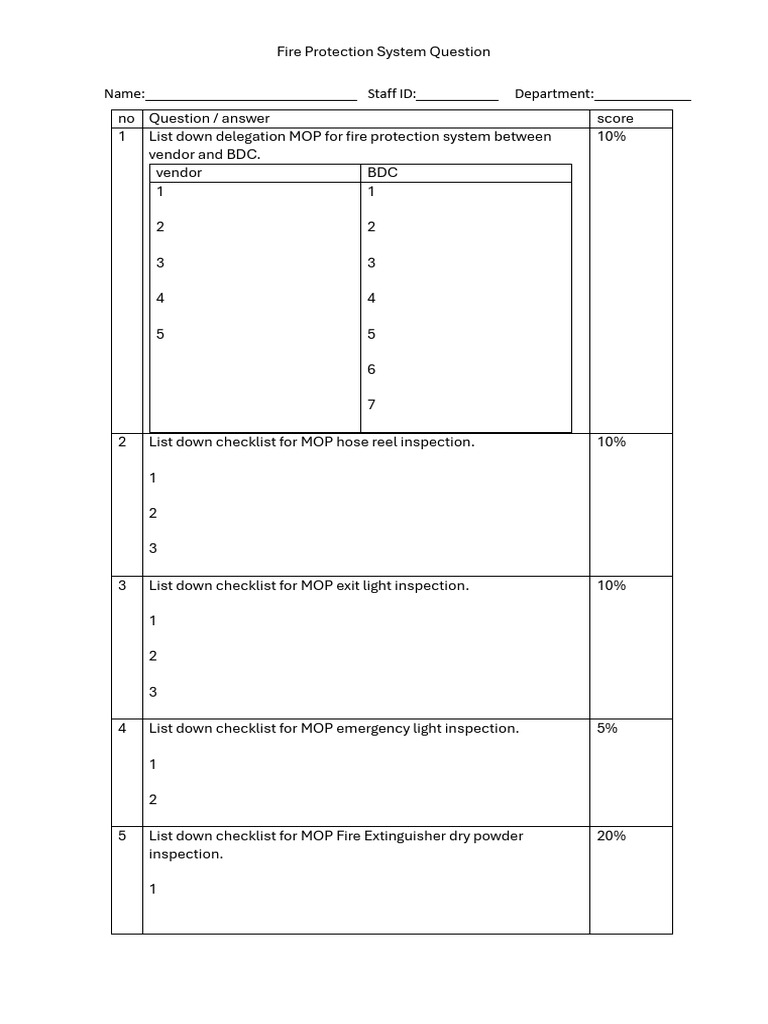 Fire Protection System Question | PDF