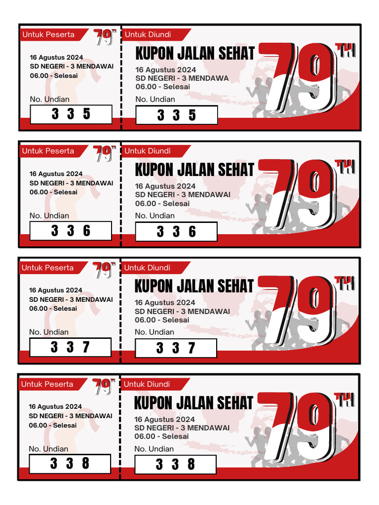 Merah Dan Putih Formal Modern Kupon Jalan Sehat Kemerdekaan Kupon | PDF