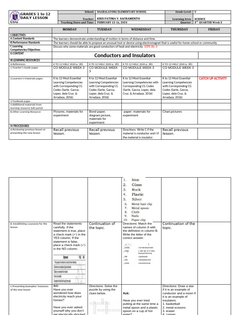 DLL Science-5 Q3 W3 | PDF