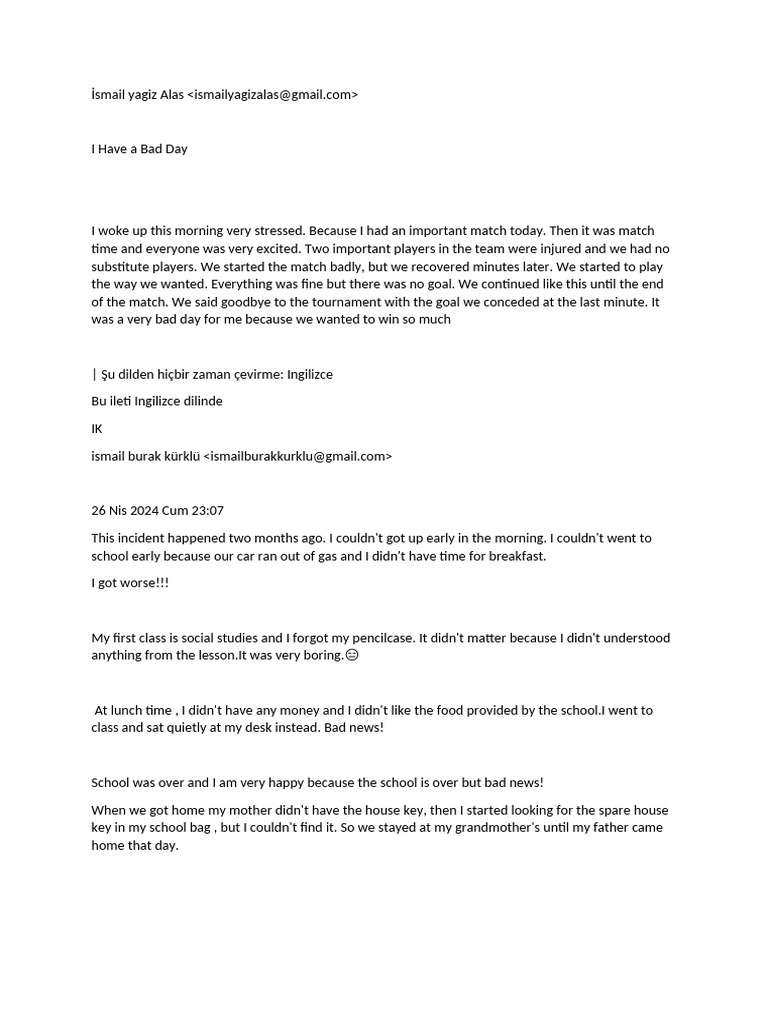Bad Day Essay | PDF