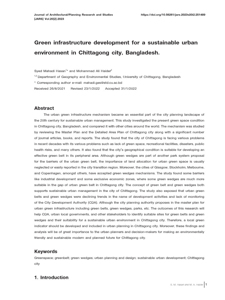 Green Infrastructure Development For A Sustainable Urban Environment in ...