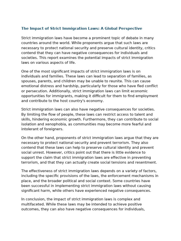 5 Strict Immigration Laws | PDF