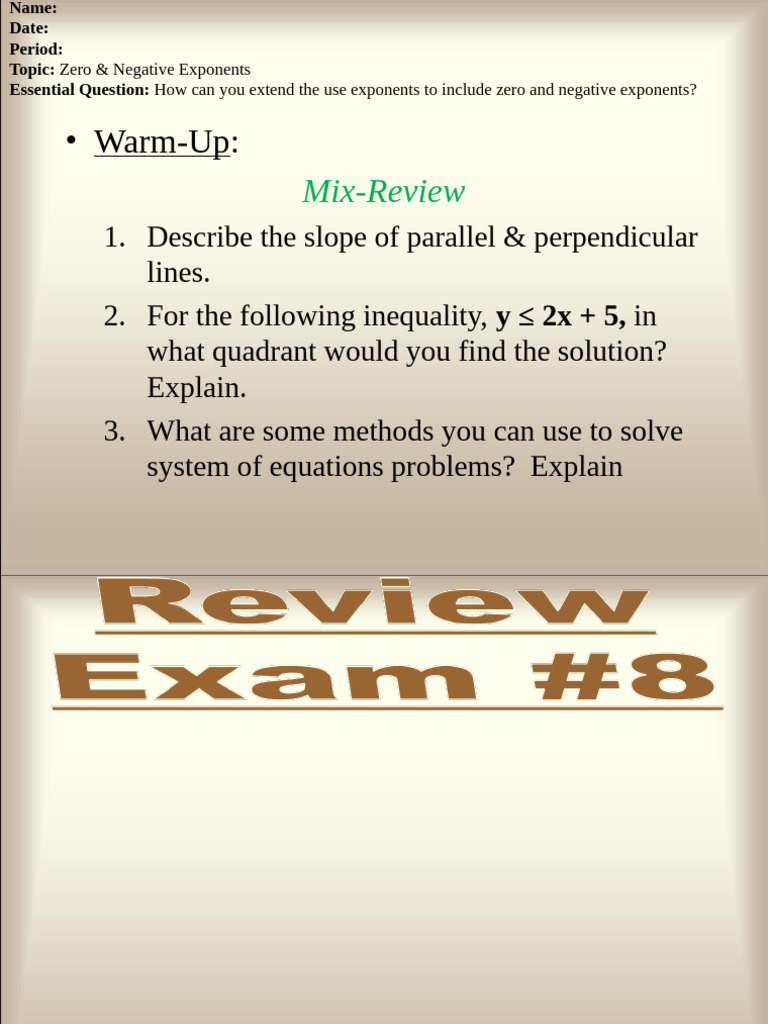 Negative and Zero Exponents | PDF