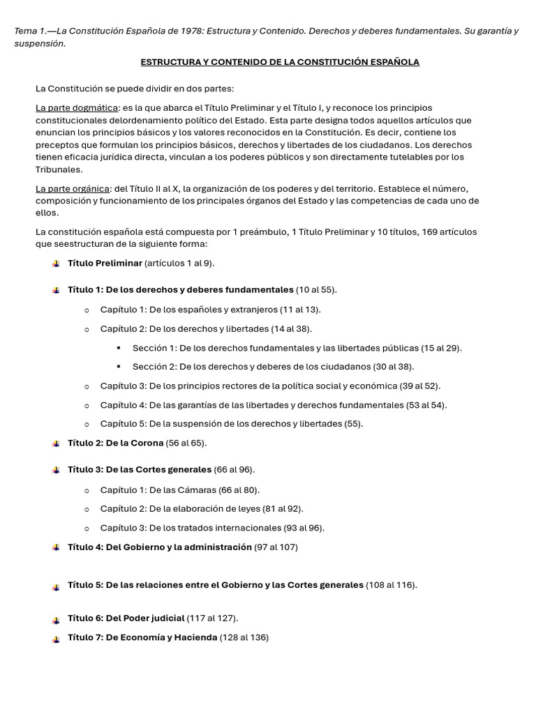 Tema 1 La Constitucion | PDF