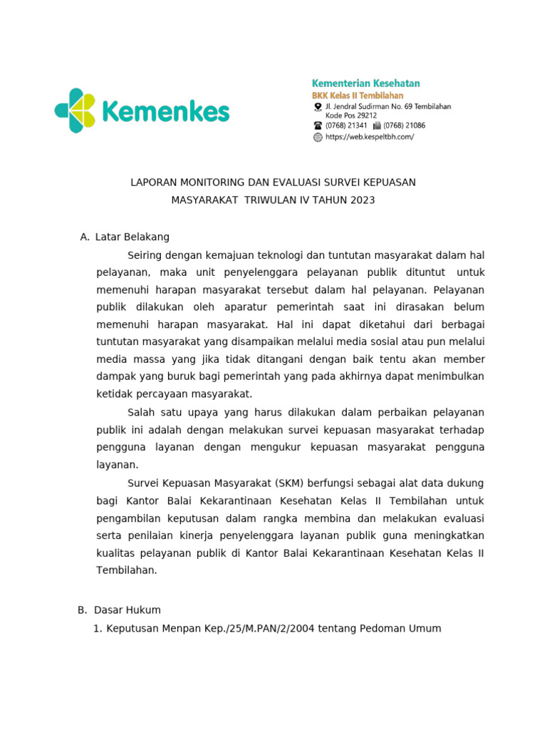 Laporan Monev TW Iv Tahun 2023 | PDF