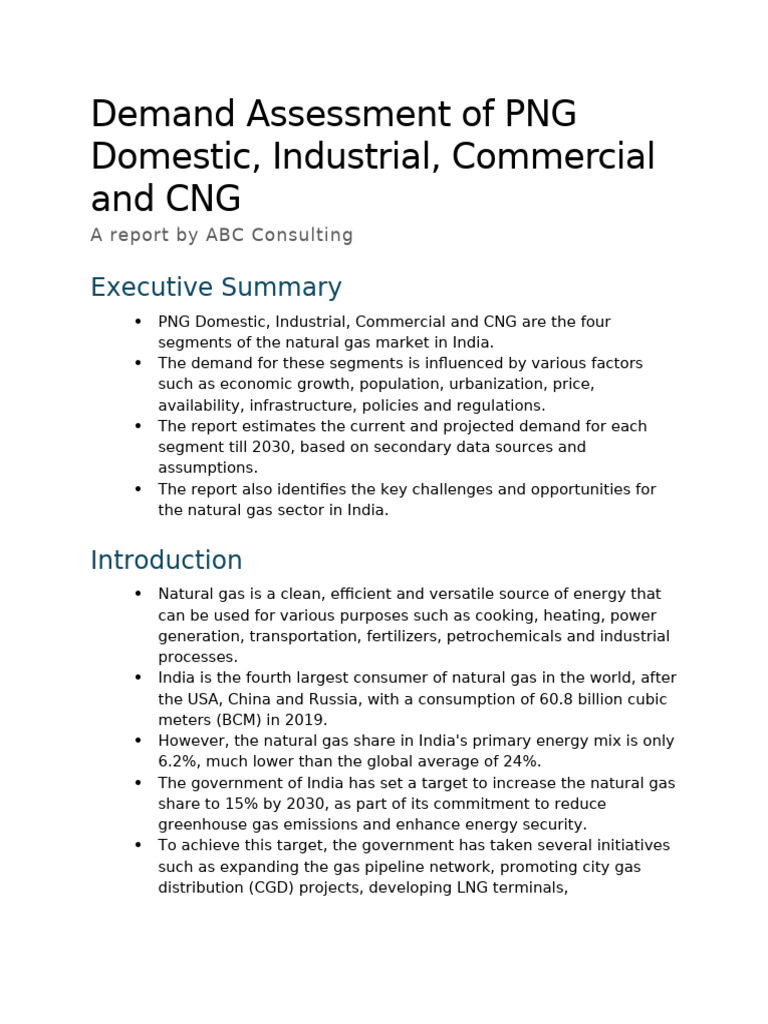 Demand Assessment of PNG Domestic | PDF