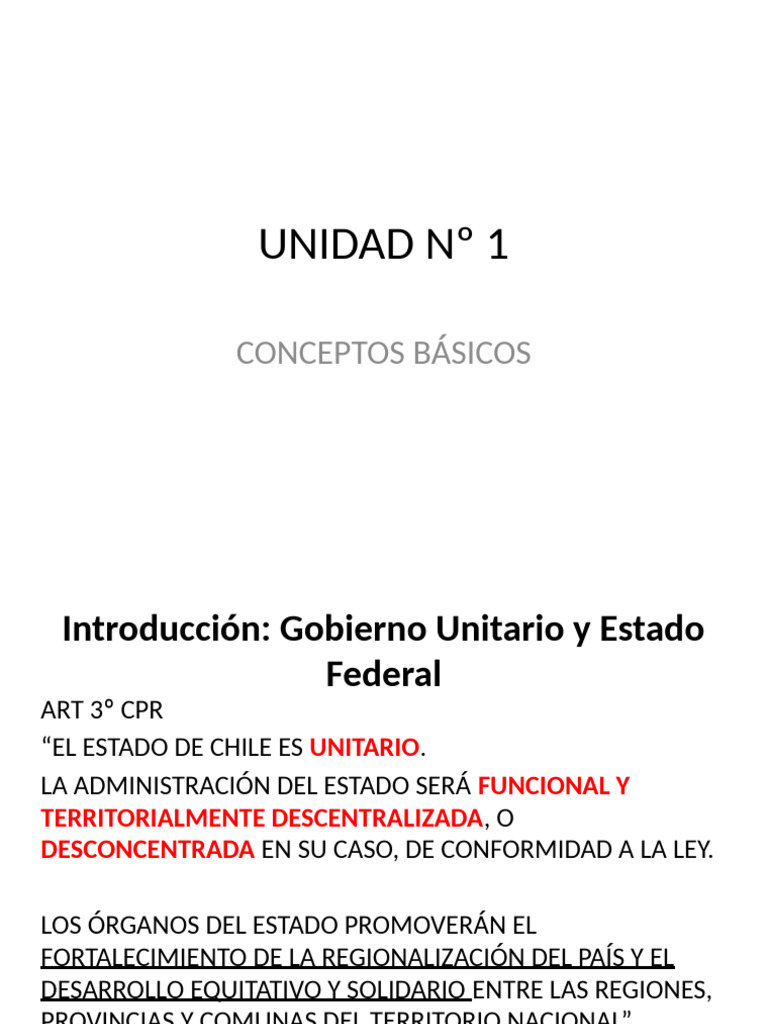 Unidad 1 Estado Unitarios Conceptos Basicos | PDF | Gobierno local ...