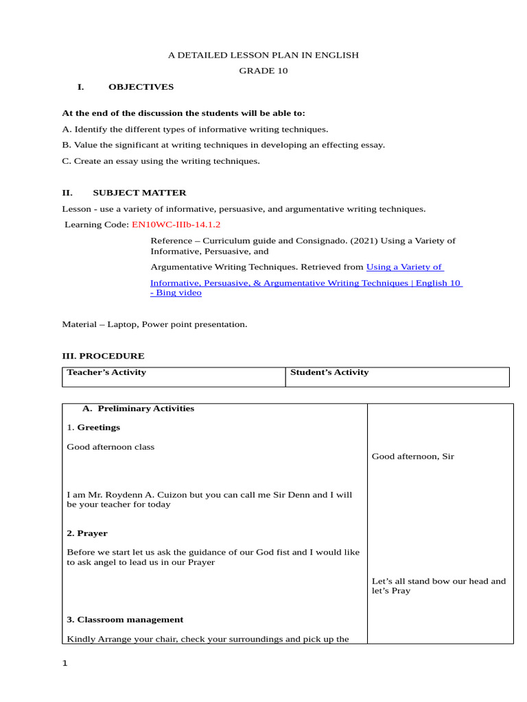 New Lesson Plan Enhancing | PDF