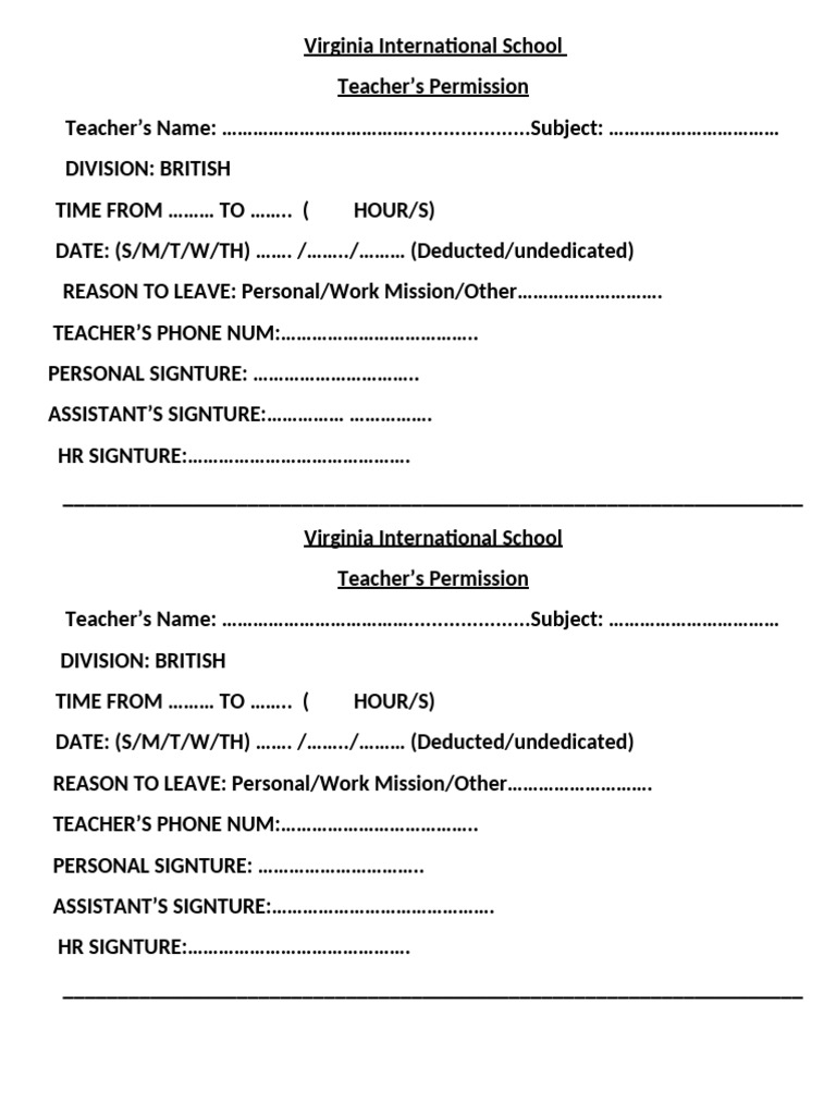 teacher permission | PDF
