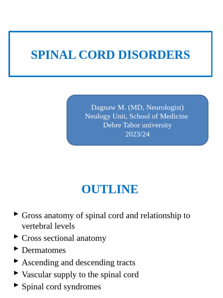 Spinal Cord Disorders Ppt Pdf