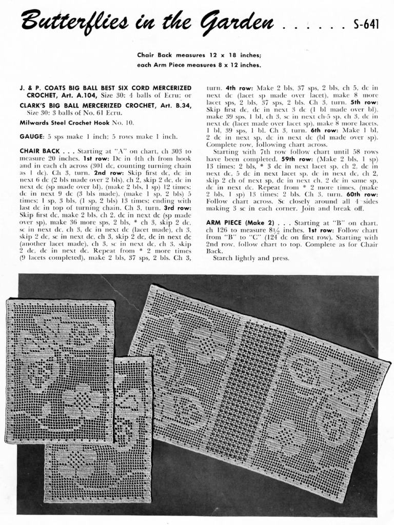 Butterflies in The Garden Filet Crochet Pattern | PDF