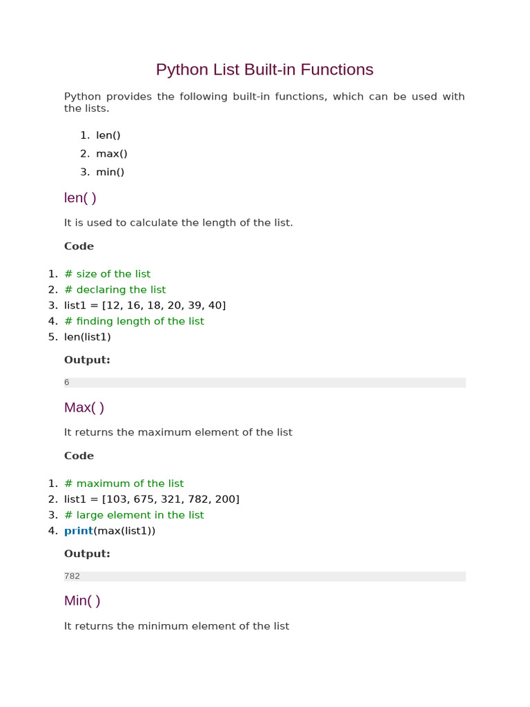 Python List Built | PDF