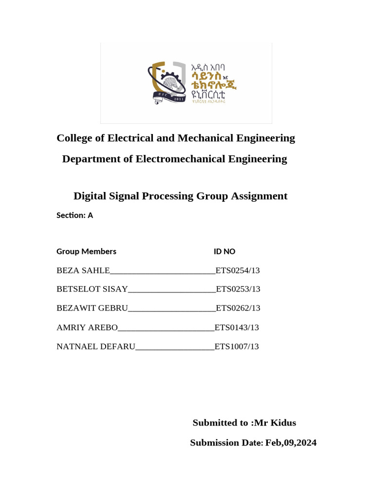 DSP Group Assignment 2 | PDF