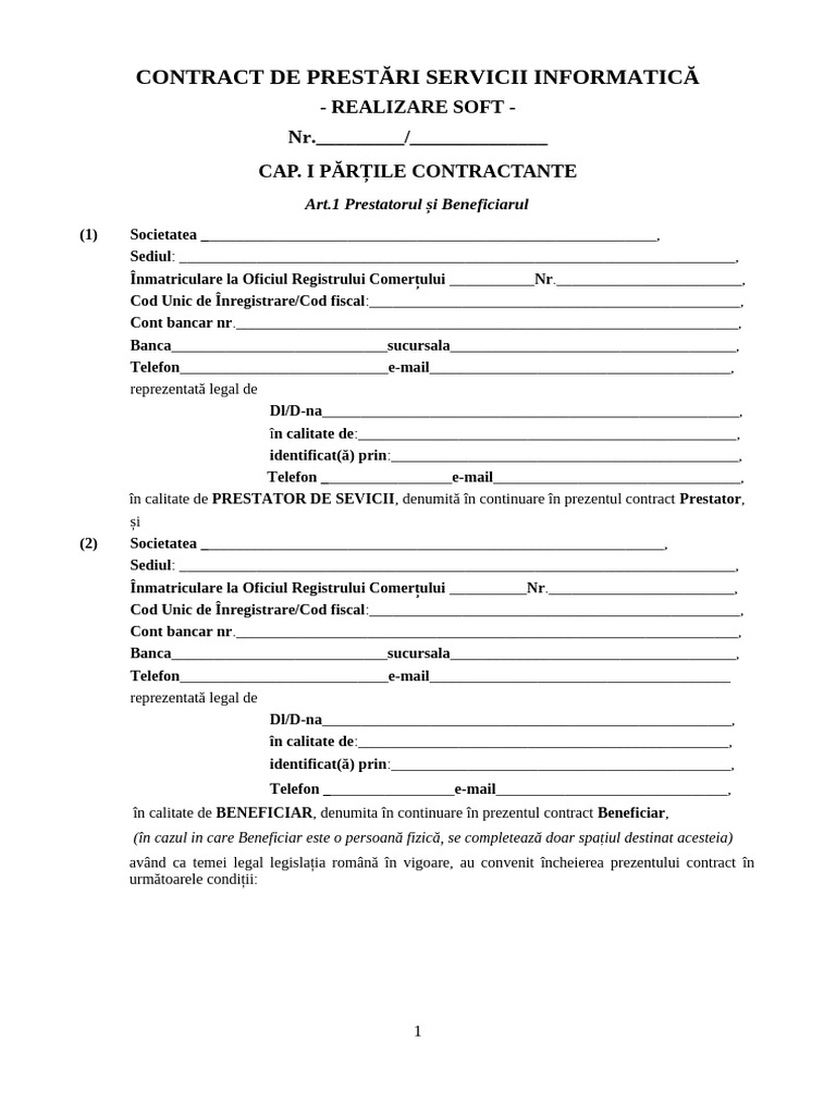 Contract de Prestari Servicii - Informatica - Realizare PCON174 | PDF