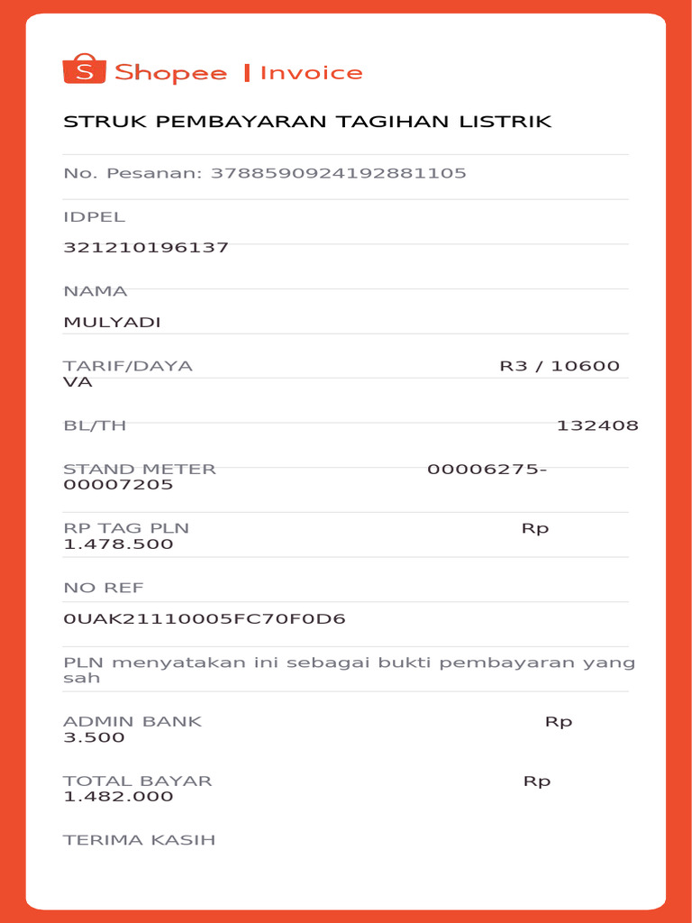 E Receipt Tanda Terima Shopee | PDF