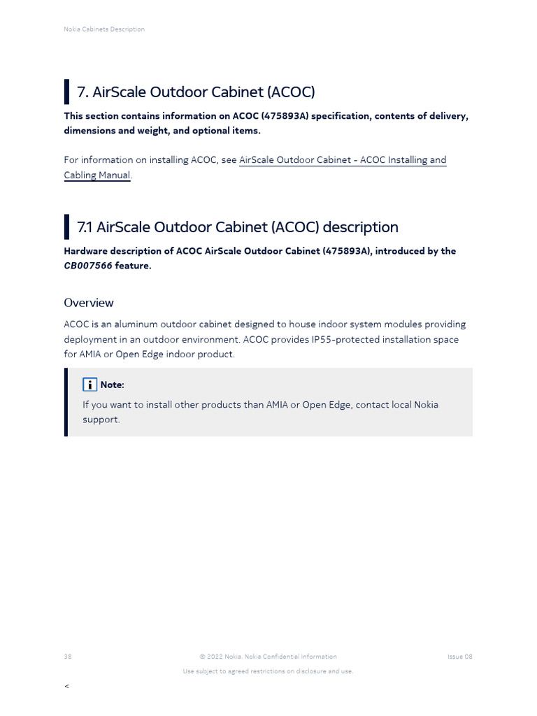 ACOC - Nokia Cabinets Description | PDF