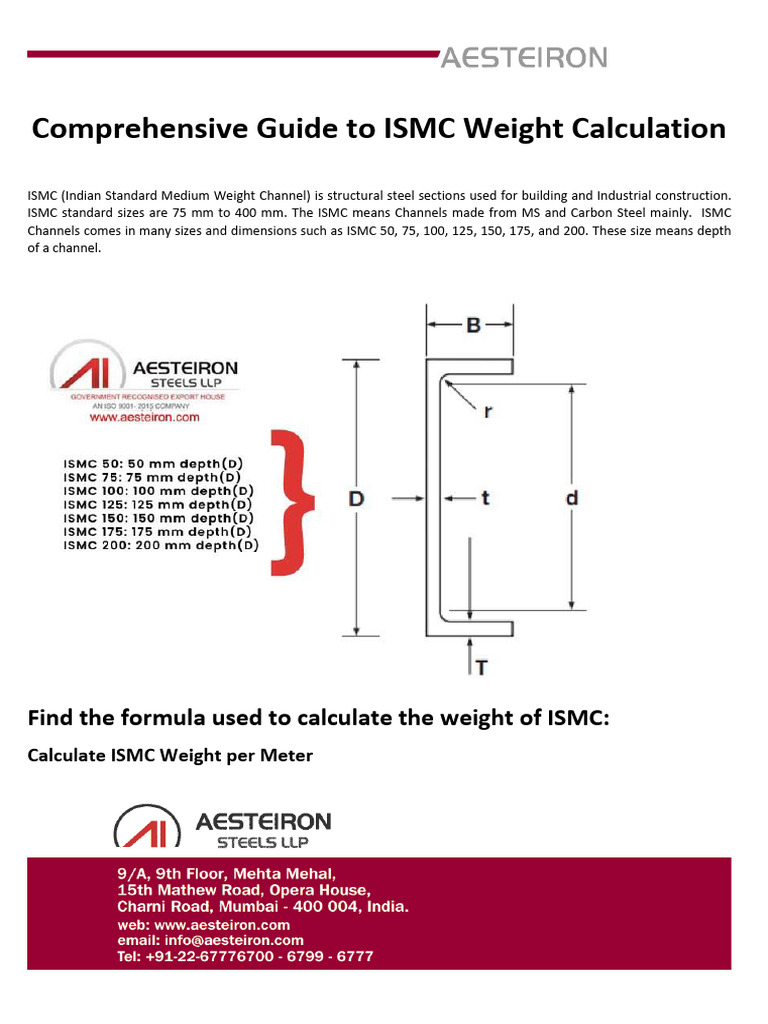 Comprehensive Guide To ISMC Weight Calculation | PDF
