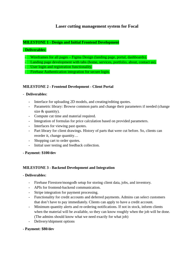 DEVELOPER - Laser Cut Project Requirements | PDF