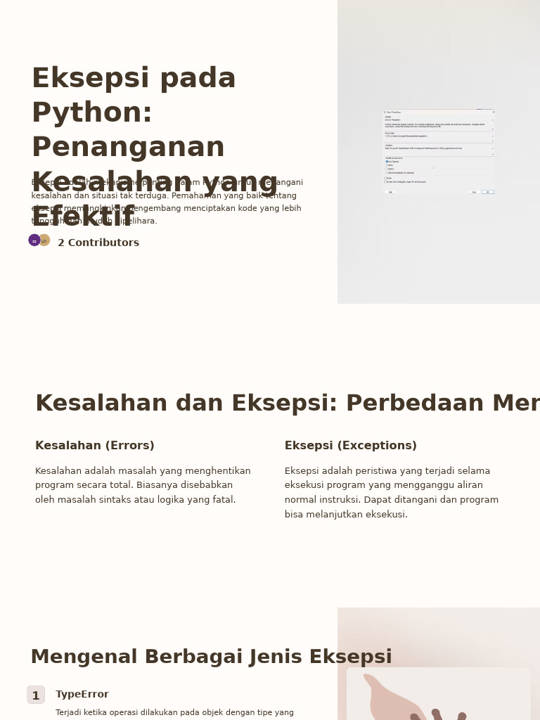 Eksepsi Pada Python Penanganan Kesalahan Yang Efektif | PDF
