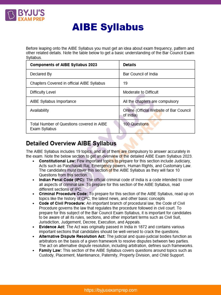 Aibe Syllabus PDF 40 | PDF