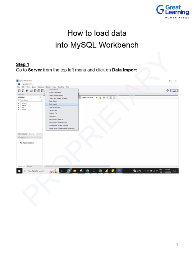 How To Load The Data Into MySQL Workbench | PDF