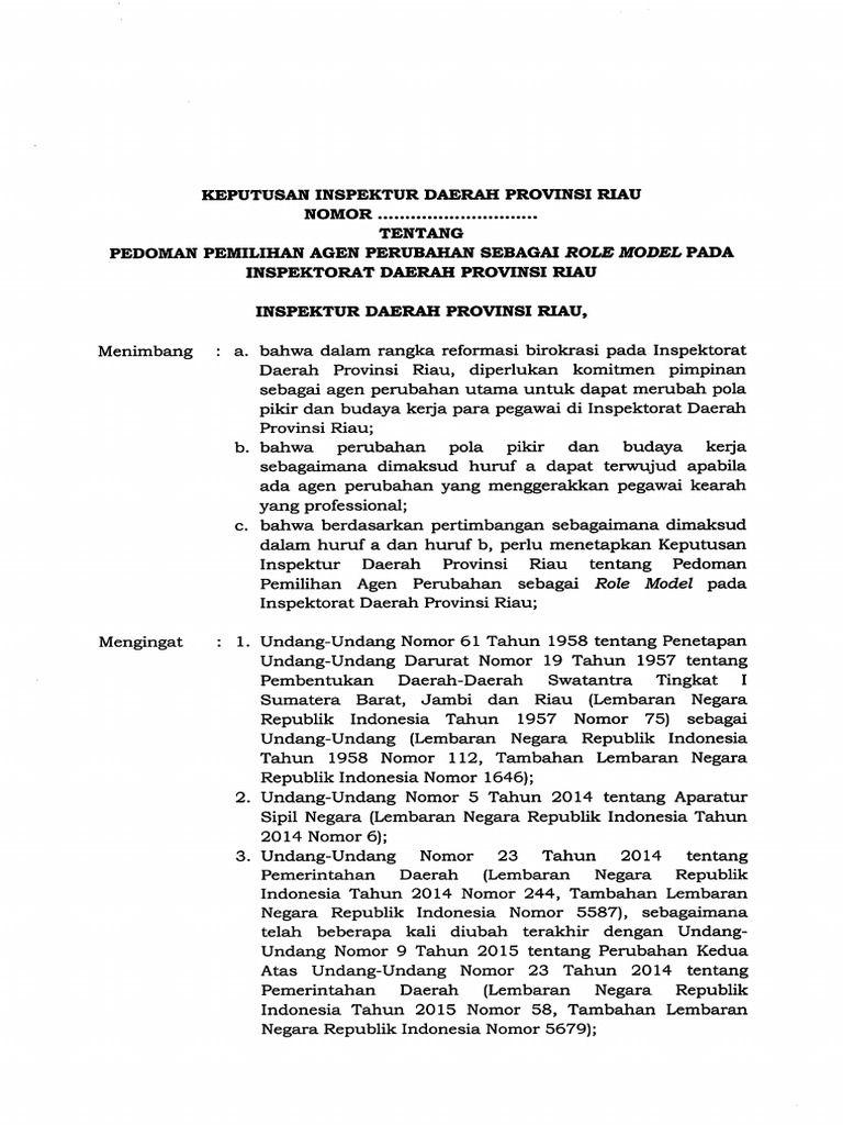 Draft Pedoman Agen Perubahan | PDF