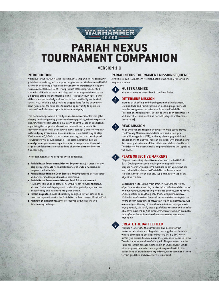 Pariah Nexus Tournament Companion | PDF