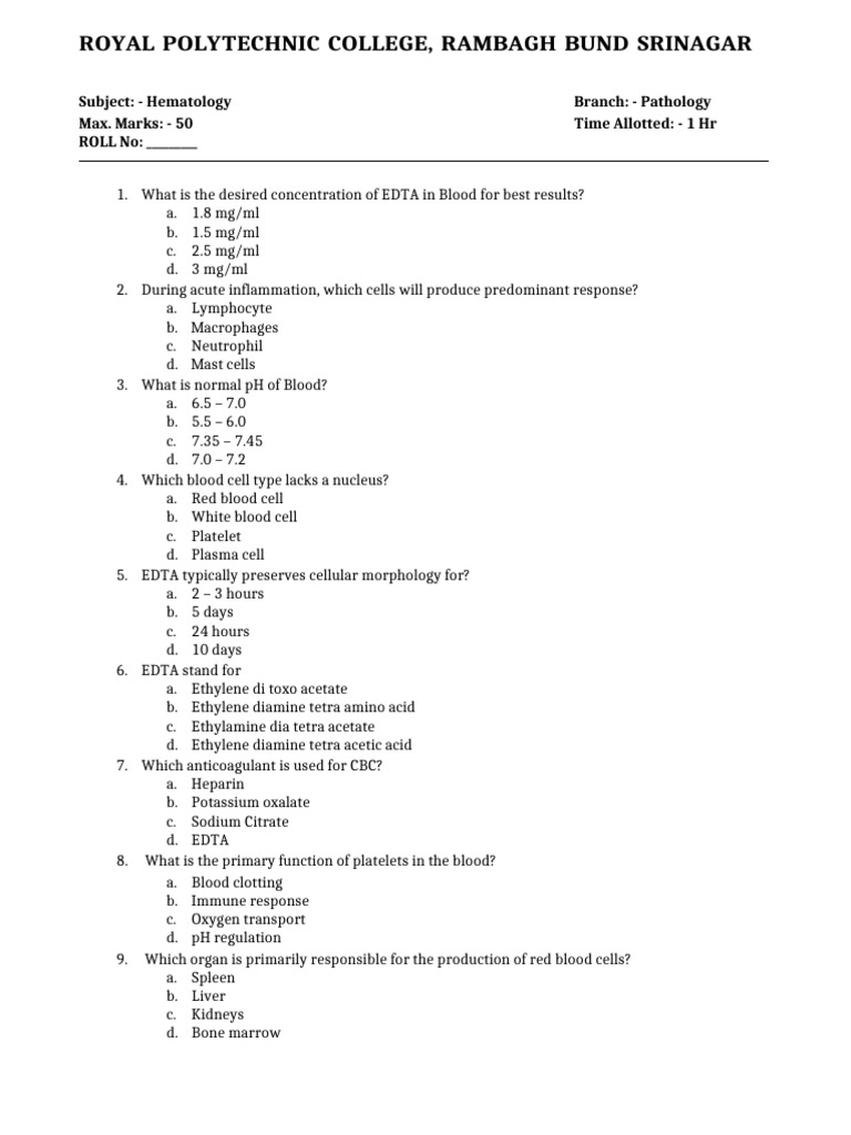 Hematology PPR | PDF