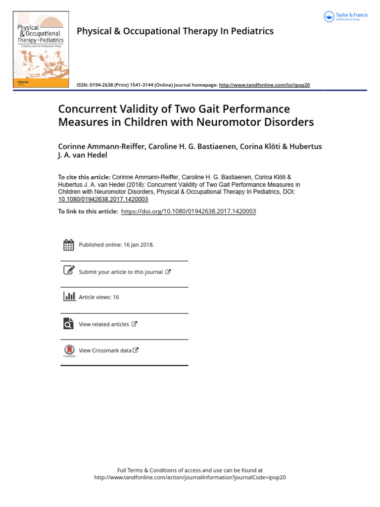 Concurrent Validity of Two Gait Performance | PDF | Validity (Statistics) | Self-Improvement