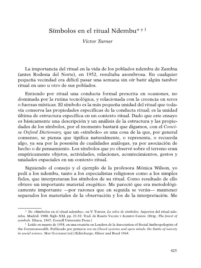 Símbolos en El Ritual Ndembu T5 | PDF