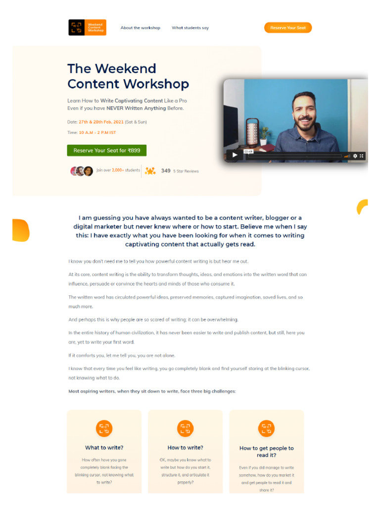 Sanjay Shenoy Weekend Content Workshop | PDF