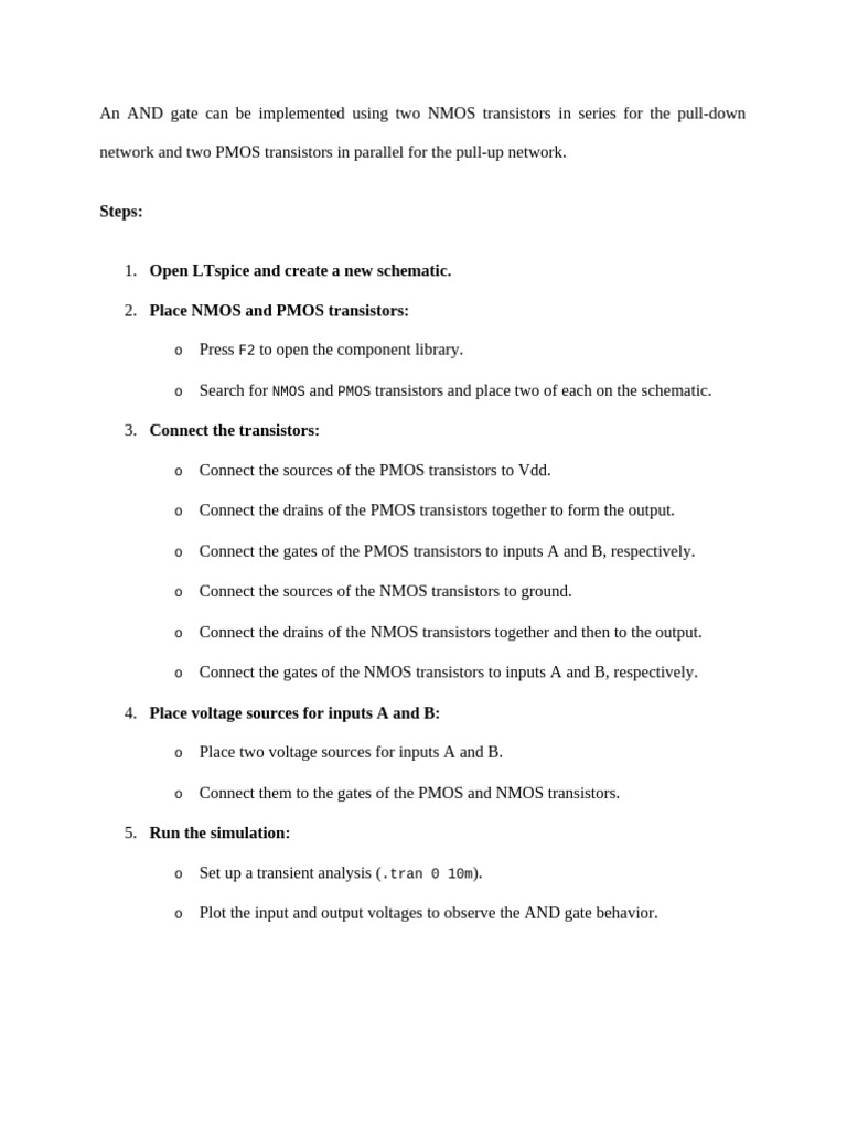 LTSPICE AND Gate | PDF