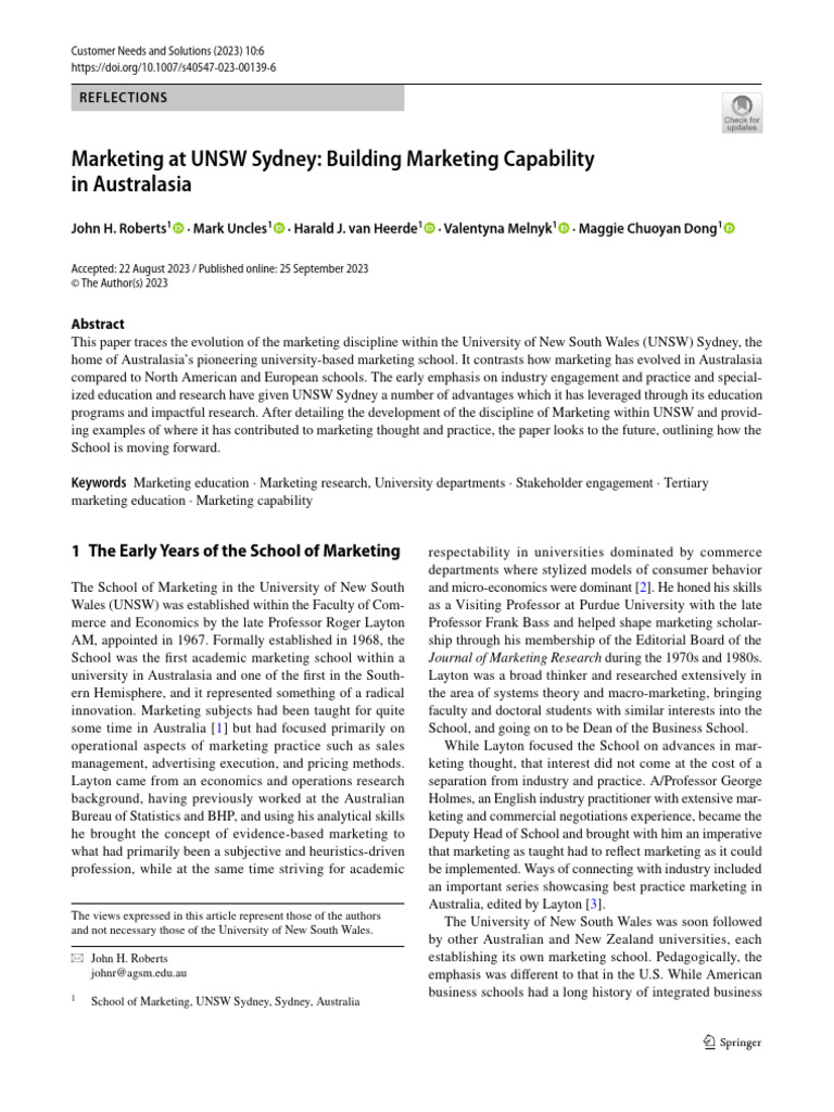 Marketing at UNSW Sydney: Building Marketing Capability in Australasia ...