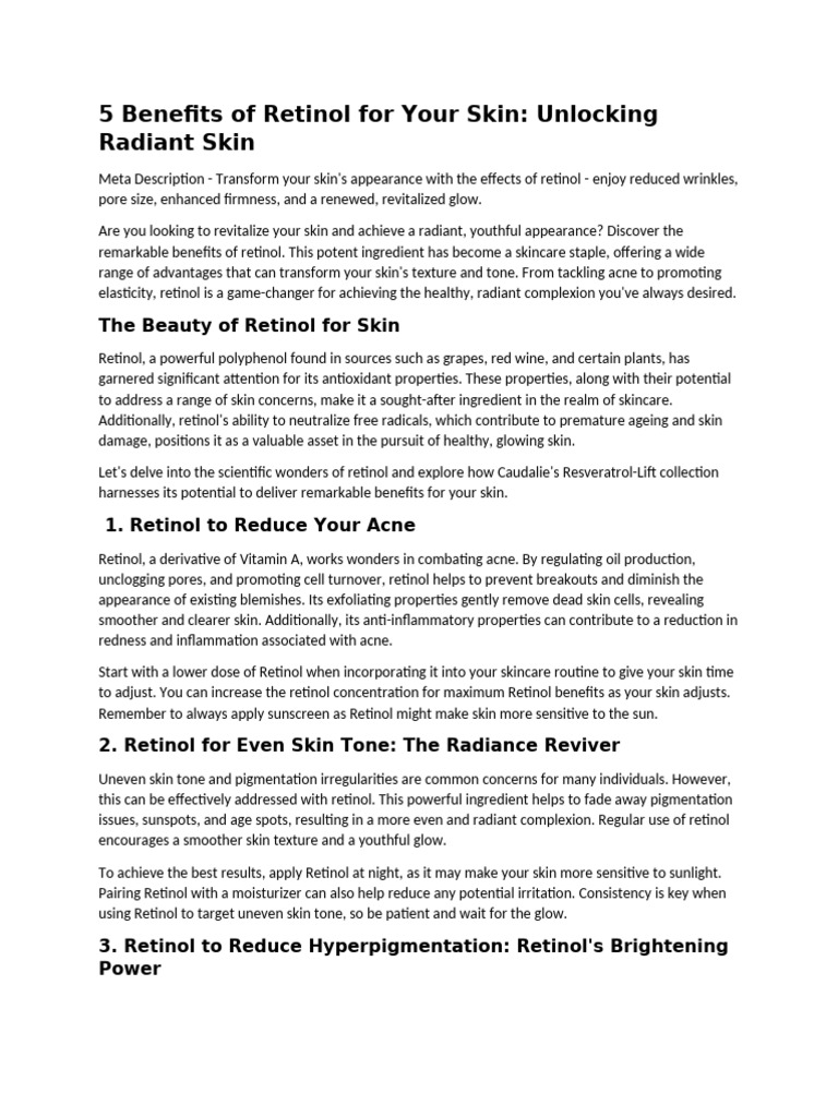 5 Benefits of Retinol For Your Skin - Edited | PDF