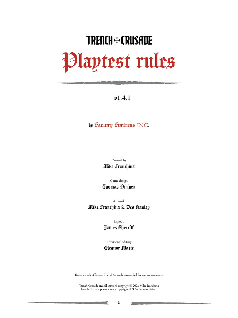 Trench Crusade Playtest Rules V1 4 13 Pdf