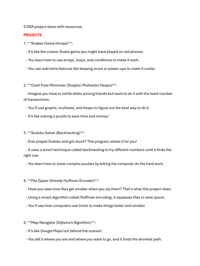 DSA PROJECTS With Resources | PDF