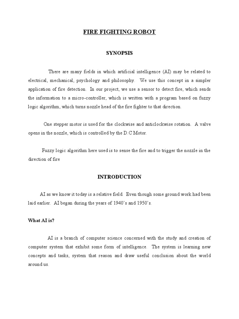 AI-Driven Fire Fighting Robot System | PDF | Artificial Intelligence ...
