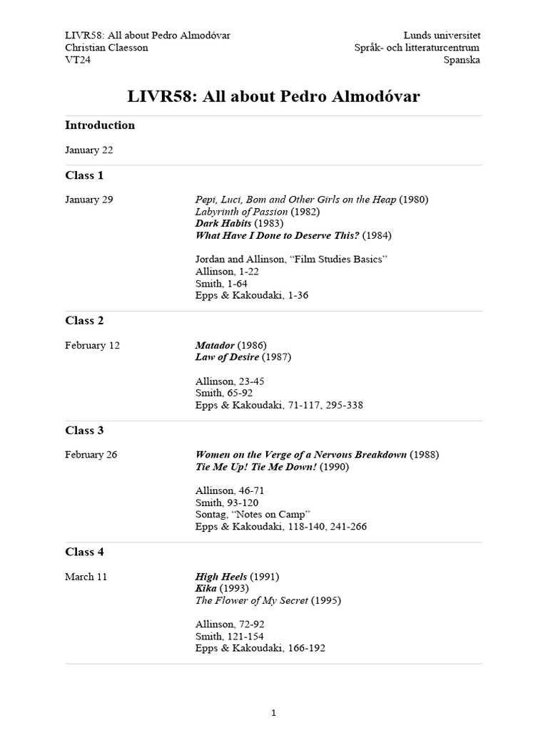Schema LIVR58 Pedro Almodóvar VT24 | PDF Schema LIVR58 Pedro Almodóvar VT24 | PDF