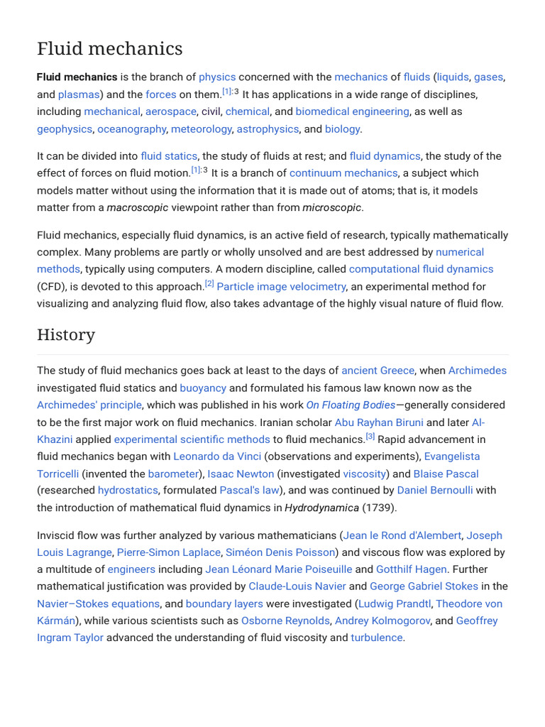 Fluid Mechanics - Wikipedia | PDF